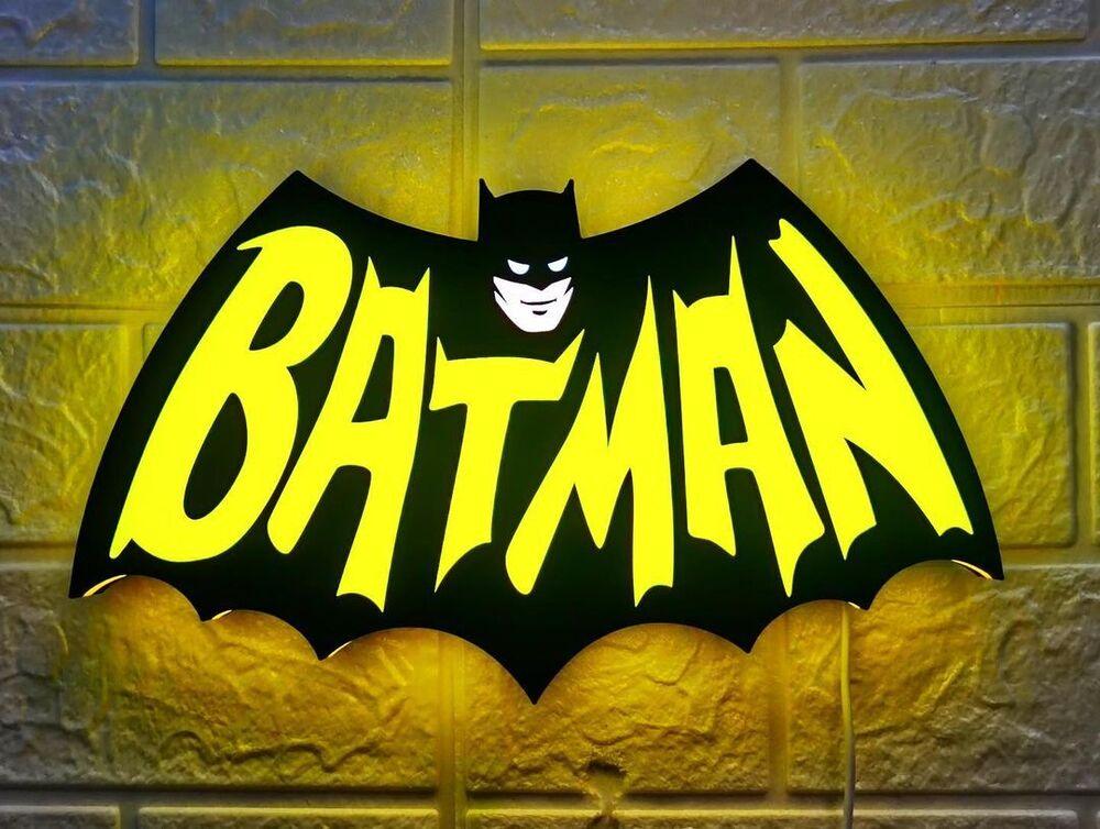 Vintage Batman 3D Printed LED Lightbox Sign Wall Art Decorative Fan Ca ...