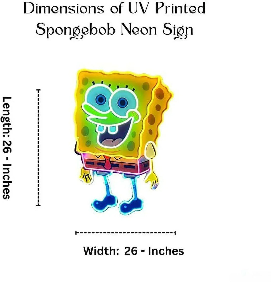 Spongebob Neon Sign UV Printed, 19 x 26 inches Yellow Neon for Kids ...