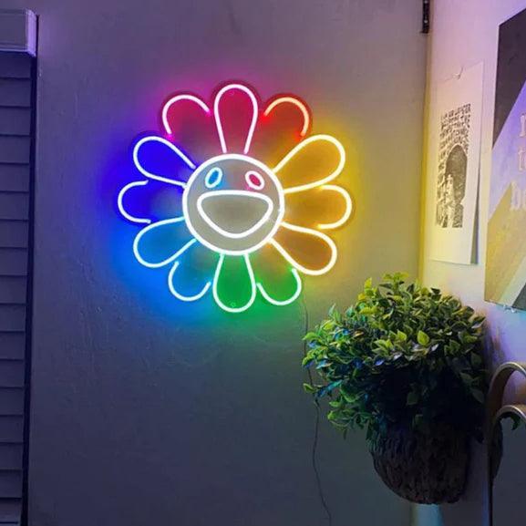 Takashi Murakami Flower Anime Neon Sign Sunflower Room Led Neon Light ...