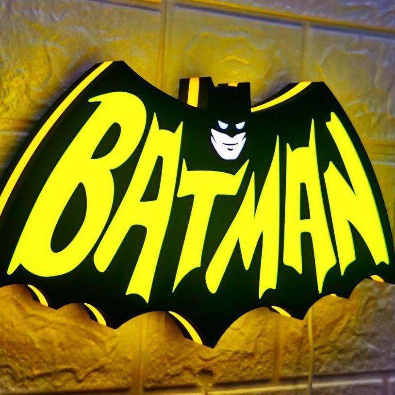 Vintage Batman 3D Printed LED Lightbox Sign Wall Art Decorative Fan Ca ...