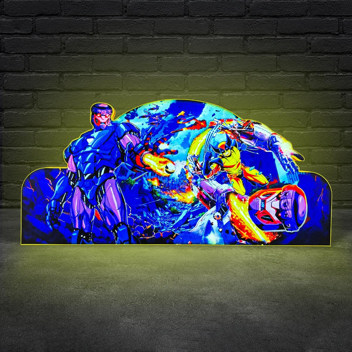 X-Men Pinball Topper 3D Pinted Lightbox, Wolverine vs. Sentinel LED Li – FYLZGO Signs