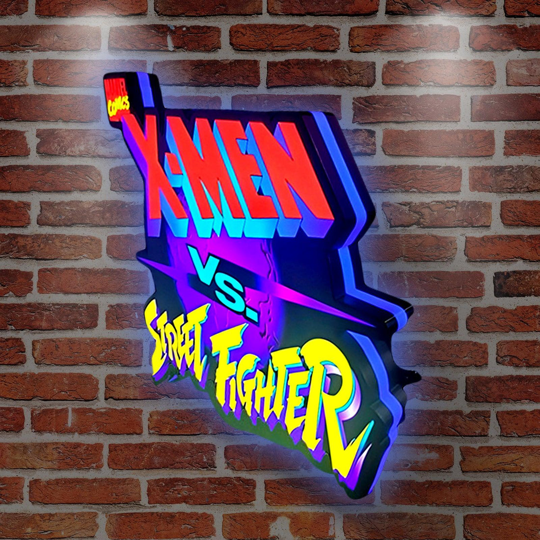 X-MAN VS Street Fight Marvel 3D Printed LED Lightbox for Gaming Room D ...