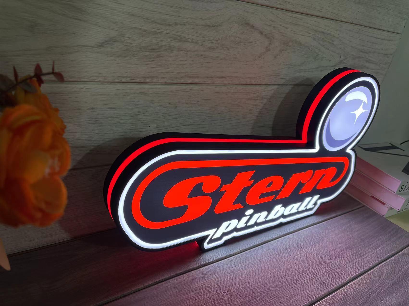 Stern Pinball Logo 3D Printed LED Lightbox Game Lightbox Logo 3D LED L ...