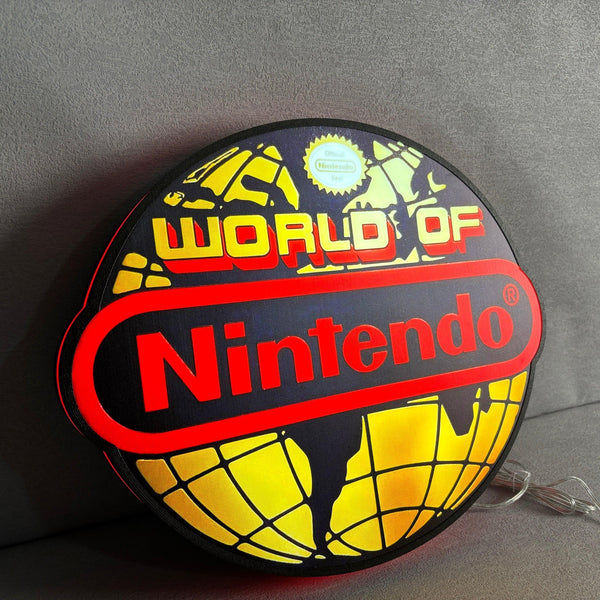 World of Nintendo LED Sign, Nintendo Gaming Signs, Mario Man Cave Gara ...