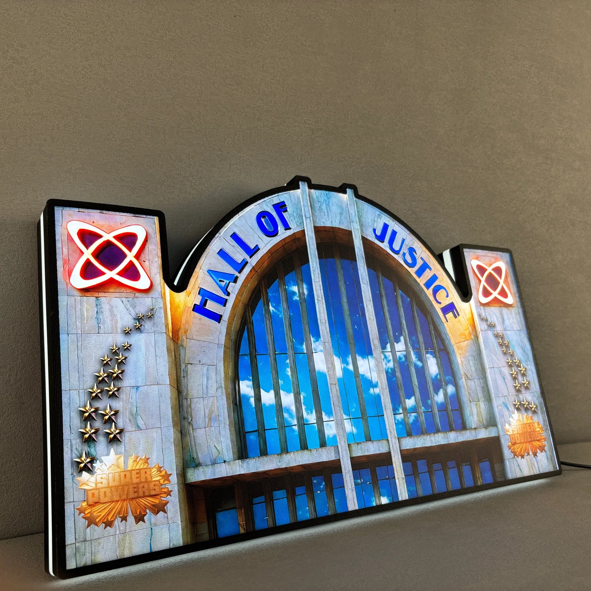 Hall of Justice in “Justice League” 3D Printed LED Lightbox – FYLZGO Signs