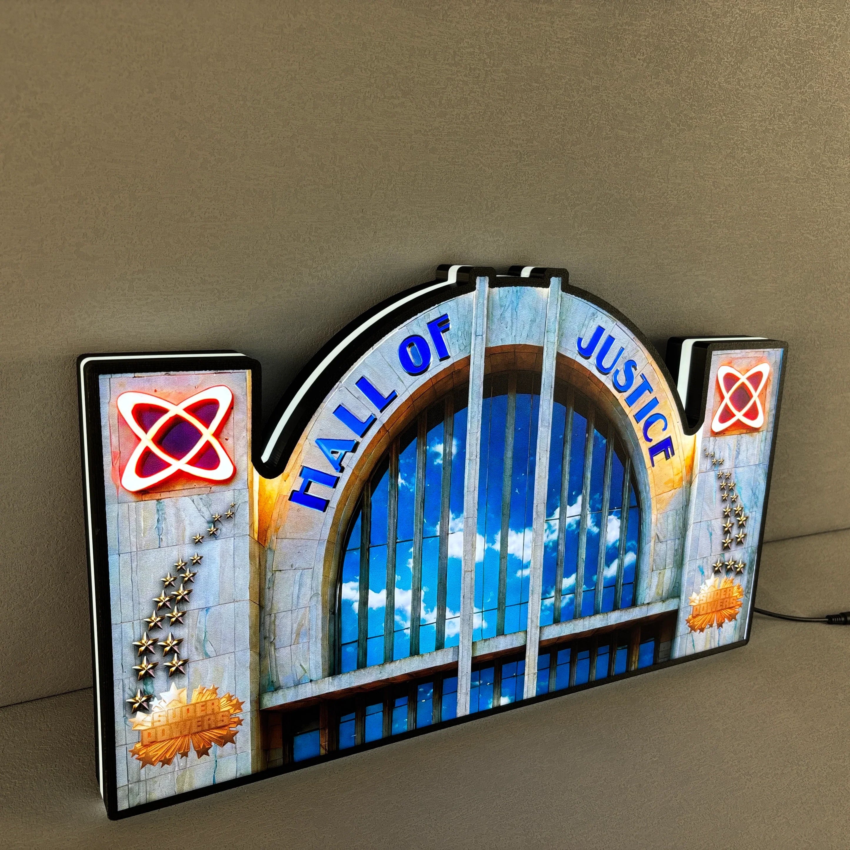Hall of Justice in “Justice League” 3D Printed LED Lightbox – FYLZGO Signs