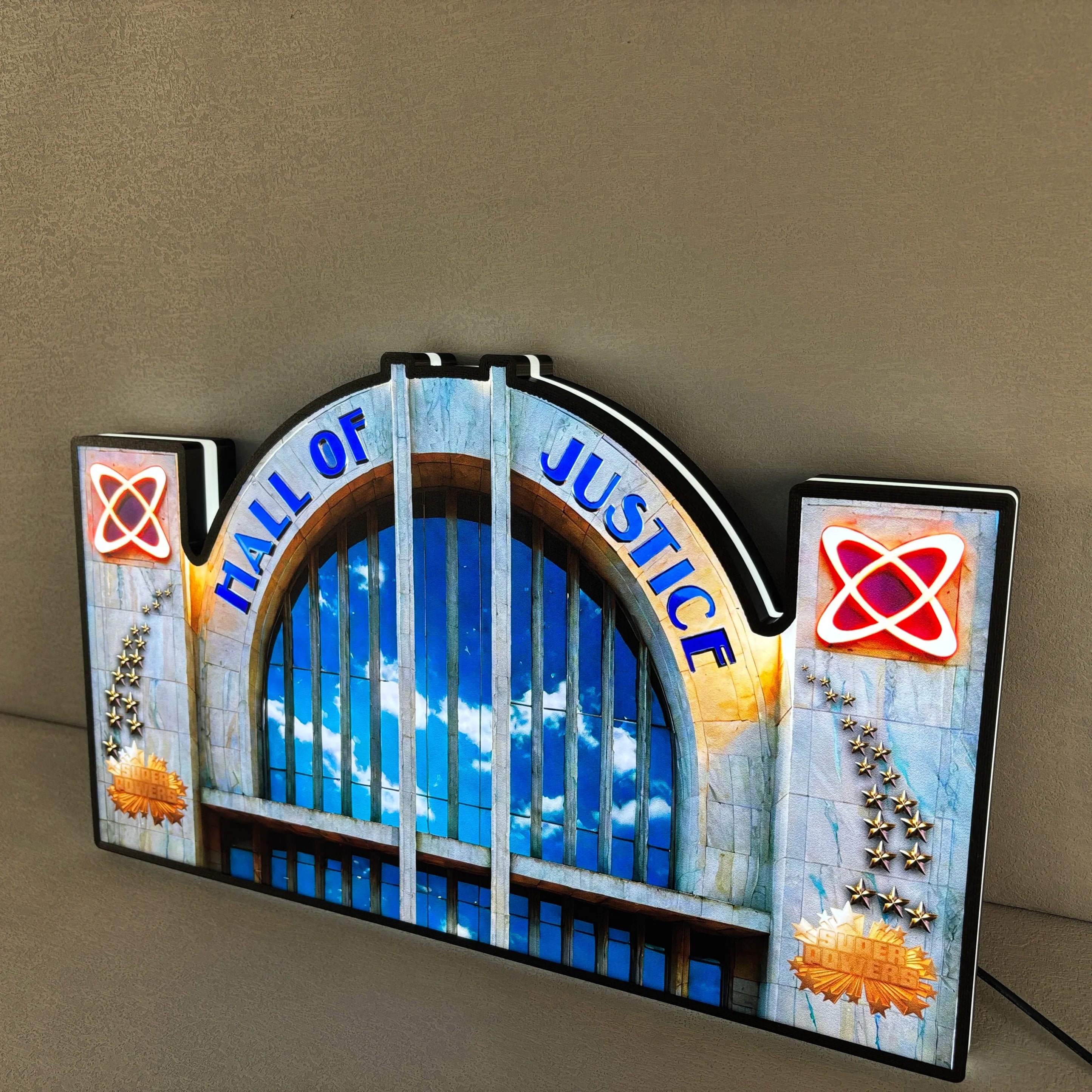 Hall of Justice in “Justice League” 3D Printed LED Lightbox – FYLZGO Signs