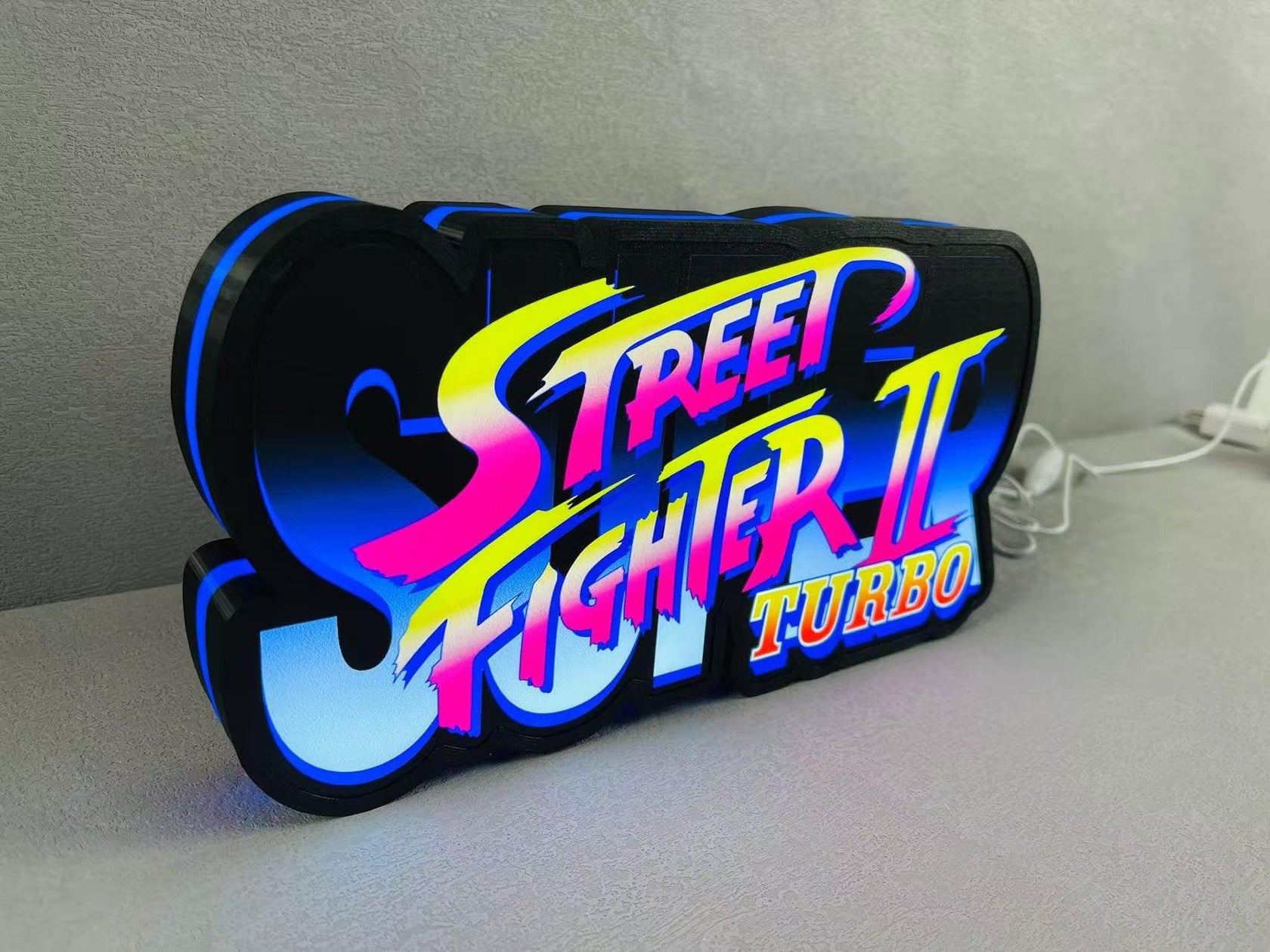 Street Fighter II Turbo 3D Printed LED Lightbox for Gaming Room Decor ...