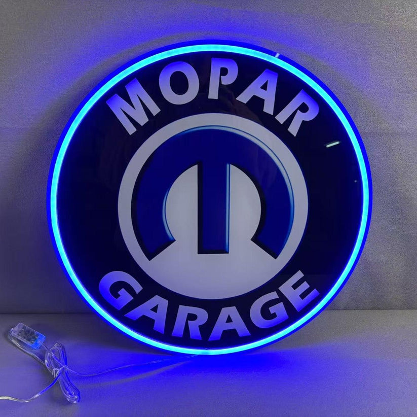 Design inspired 18" dodge Mopar garage hemi LED neon Sign with blue li ...