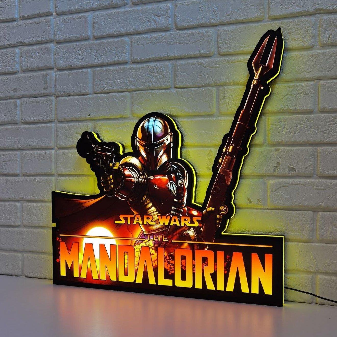 The Mandalorian 3D Printed Topper LED Lightbox, Pinball Arcade Decor ...