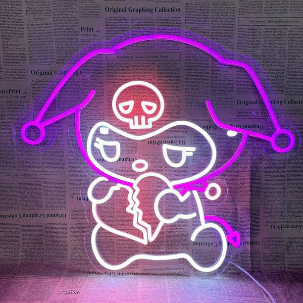 Kuromi Neon Sign with Broken Heart – FYLZGO