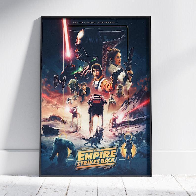 Star Wars Empire Strikes Back Poster, Luke Skywalker Wall Art, 3d ...