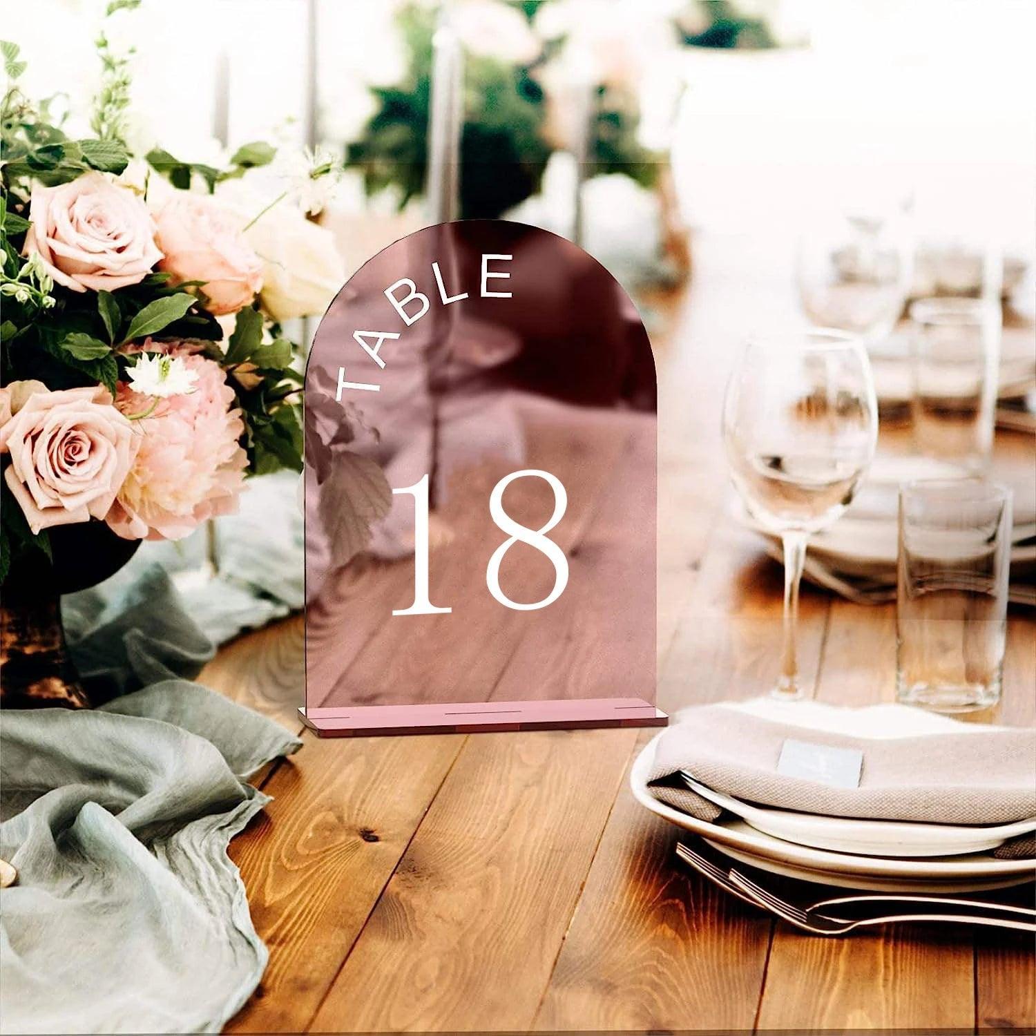 Modern Table Numbers - Wedding Table Numbers - Rose Gold Mirror Table ...