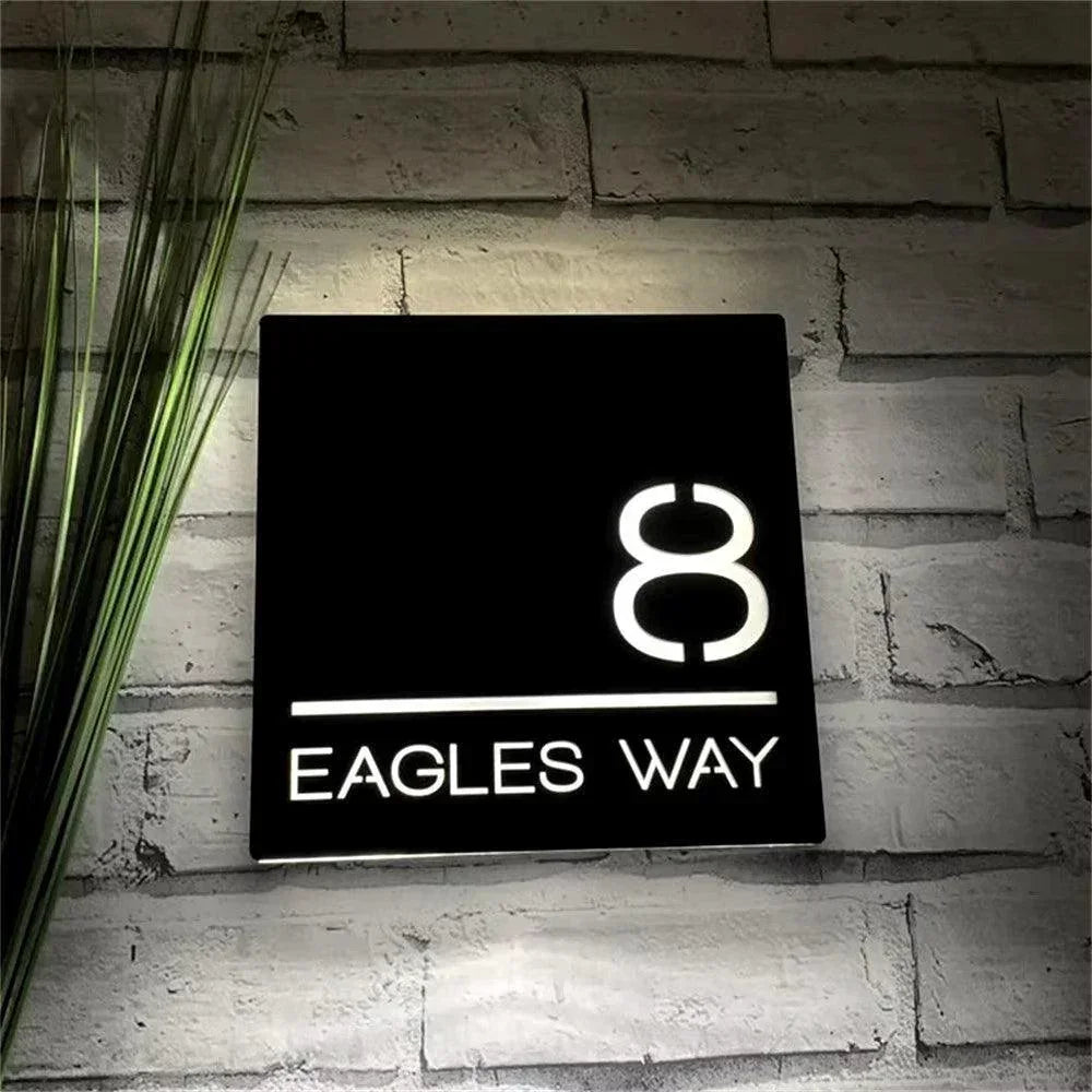 Custom House Numbers LED Lighted Address Number 3D Light Foating Stain ...