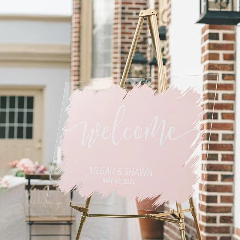Personalized Wedding Welcome Sign Brushed Back Clear Acrylic Sign ...
