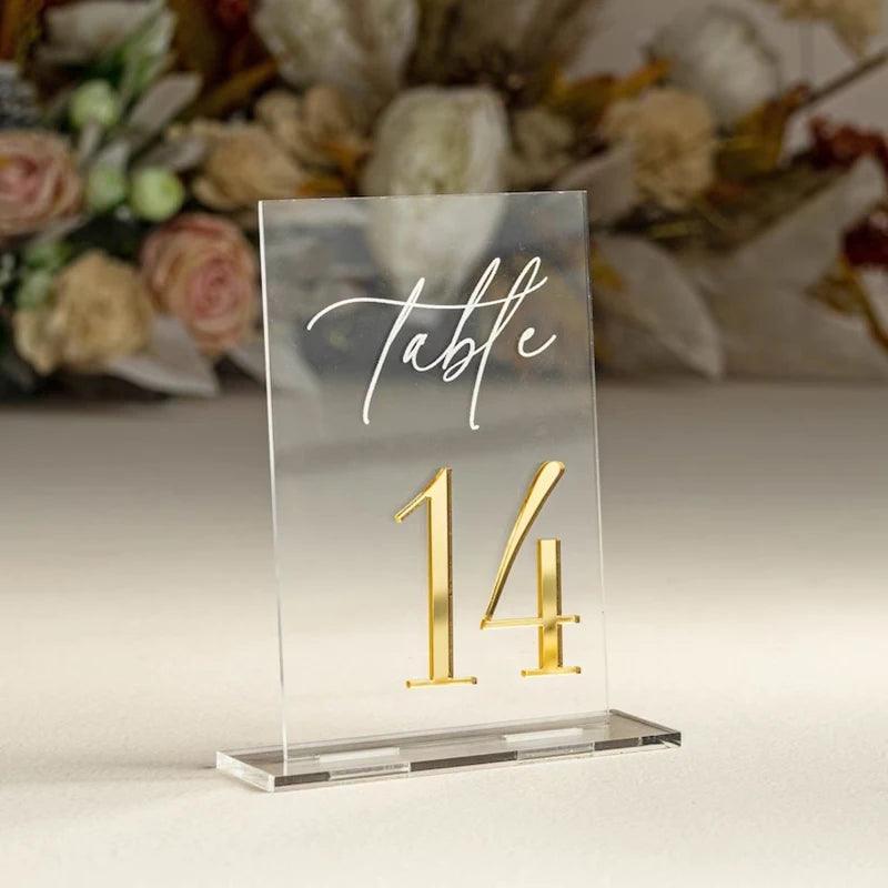 Clear Gold Acrylic Signs Gold Wedding Table Signs Wedding Table Decor ...