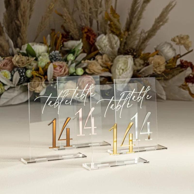 Clear Gold Acrylic Signs Gold Wedding Table Signs Wedding Table Decor ...