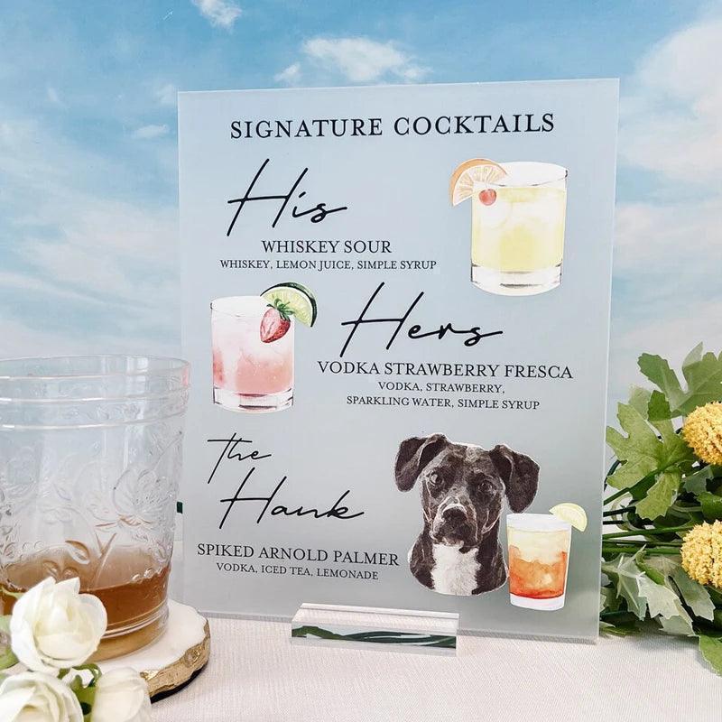 Signature Cocktails Acrylic Sign, Pet Signature Drink Bar Menu, Pet We ...