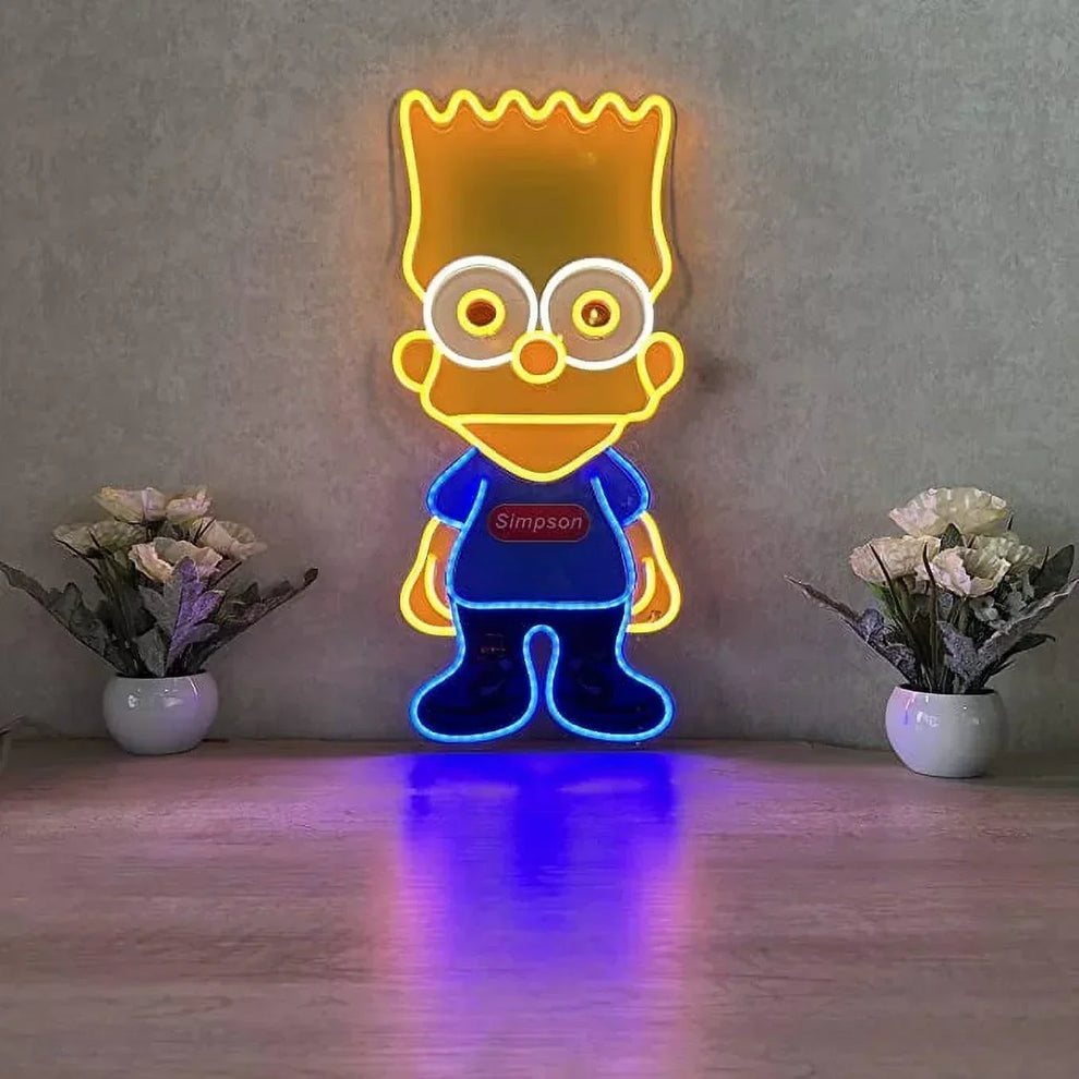 Simpson Neon LED Light-Up Sign 20 x 9 Inches Clear Edge Cut Acrylic Ba ...