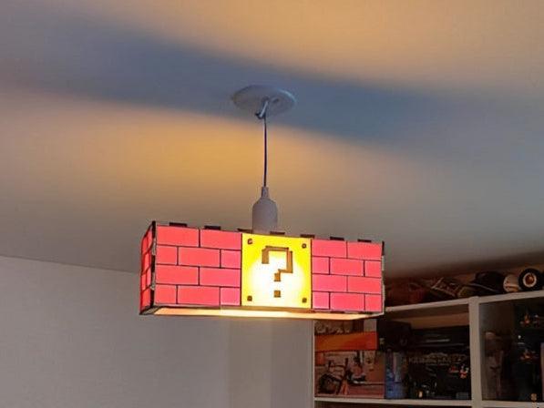 Hanging Question Mark Block, Super Mario Brick Lamp Shade/Lamp, Super ...