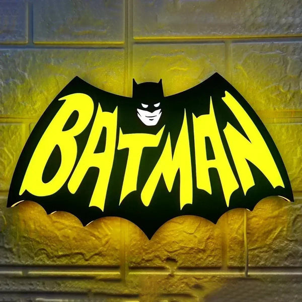 Vintage Batman 3D Printed LED Lightbox Sign Wall Art Decorative Fan Ca ...