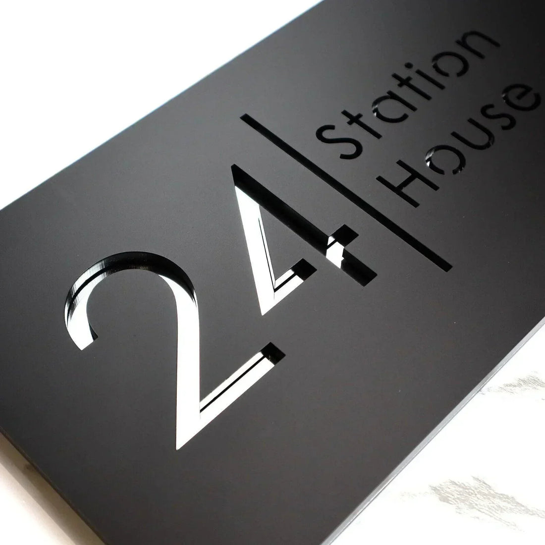 Laser Cut House Signs Matt Black & Gold Door Numbers Address Plaque N ...