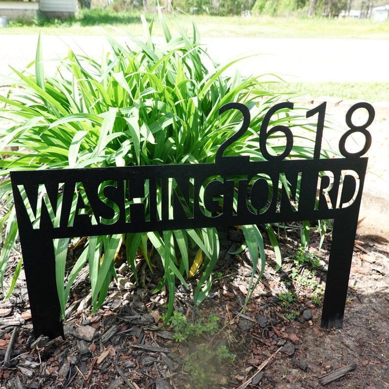 Lawn Address Monogram Metal Sign, Custom Address Sign, Address Sign ...