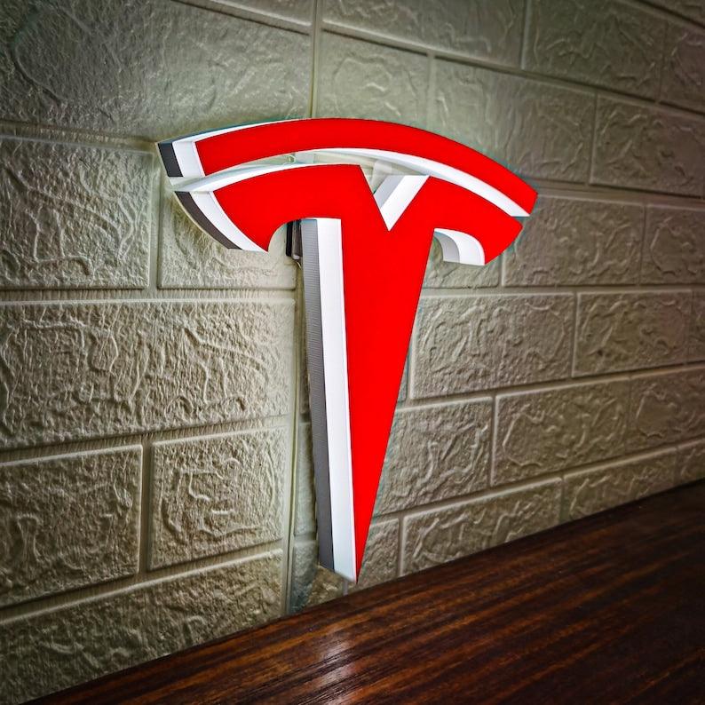 Tesla LED Lightbox, Garage Sign and Garage Decor for Tesla Model 3, Cy ...