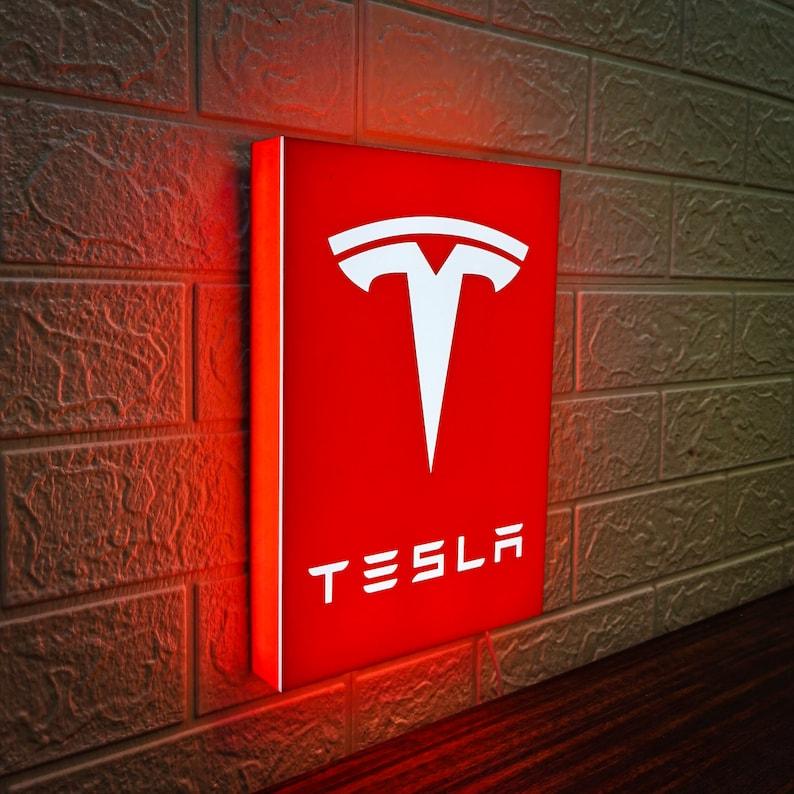 Tesla LED Lightbox, Garage Sign and Garage Decor for Tesla Model 3, Cy ...