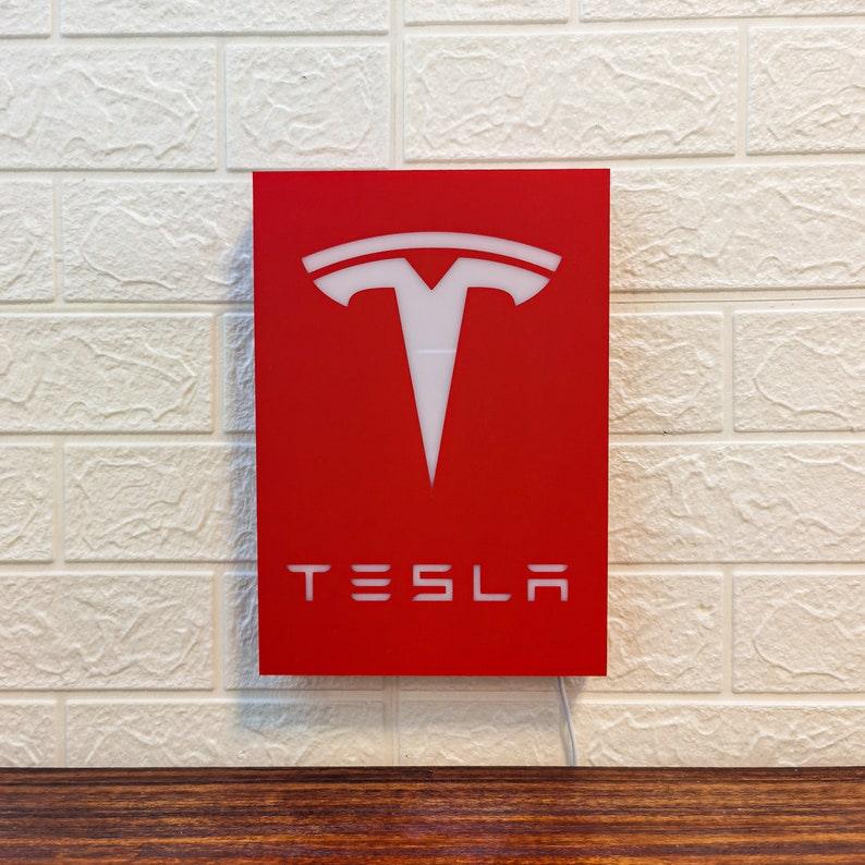 Tesla LED Lightbox, Garage Sign and Garage Decor for Tesla Model 3, Cy ...