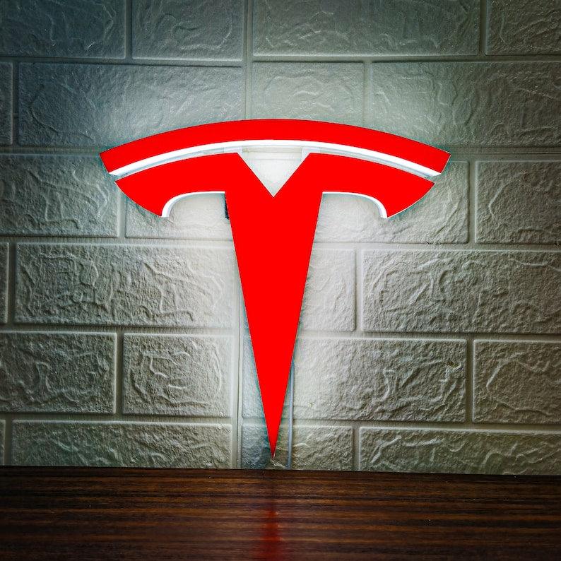 Tesla LED Lightbox, Garage Sign and Garage Decor for Tesla Model 3, Cy ...