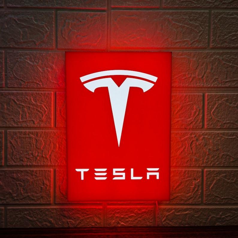 Tesla LED Lightbox, Garage Sign and Garage Decor for Tesla Model 3, Cy ...