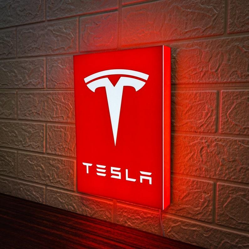 Tesla LED Lightbox, Garage Sign and Garage Decor for Tesla Model 3, Cy ...