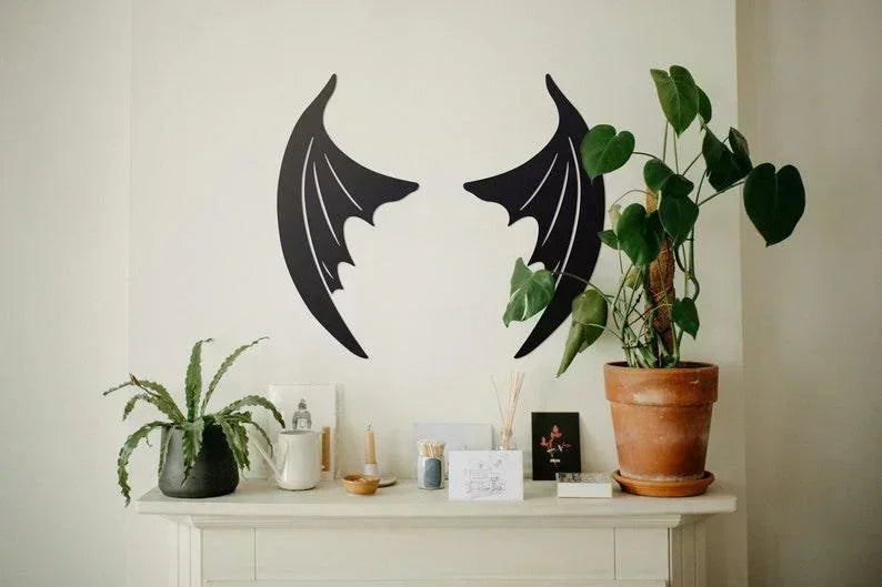 Fantasy Bat Wings Metal Wall Decor | Demon Wings Wall Hanging | Hallow ...