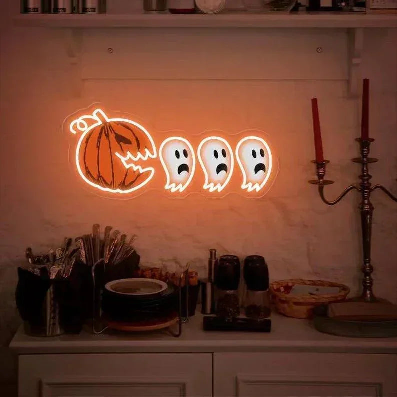 Halloween Ghost Neon Sign, Spooky Vibes Sign, Funny Halloween Home Dec ...