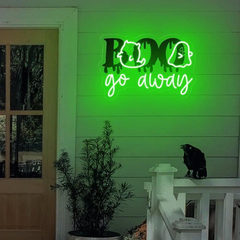 Boo Go Away Neon Sign| Spooky Halloween Boo Neon Sign| Ghost Neon Light ...