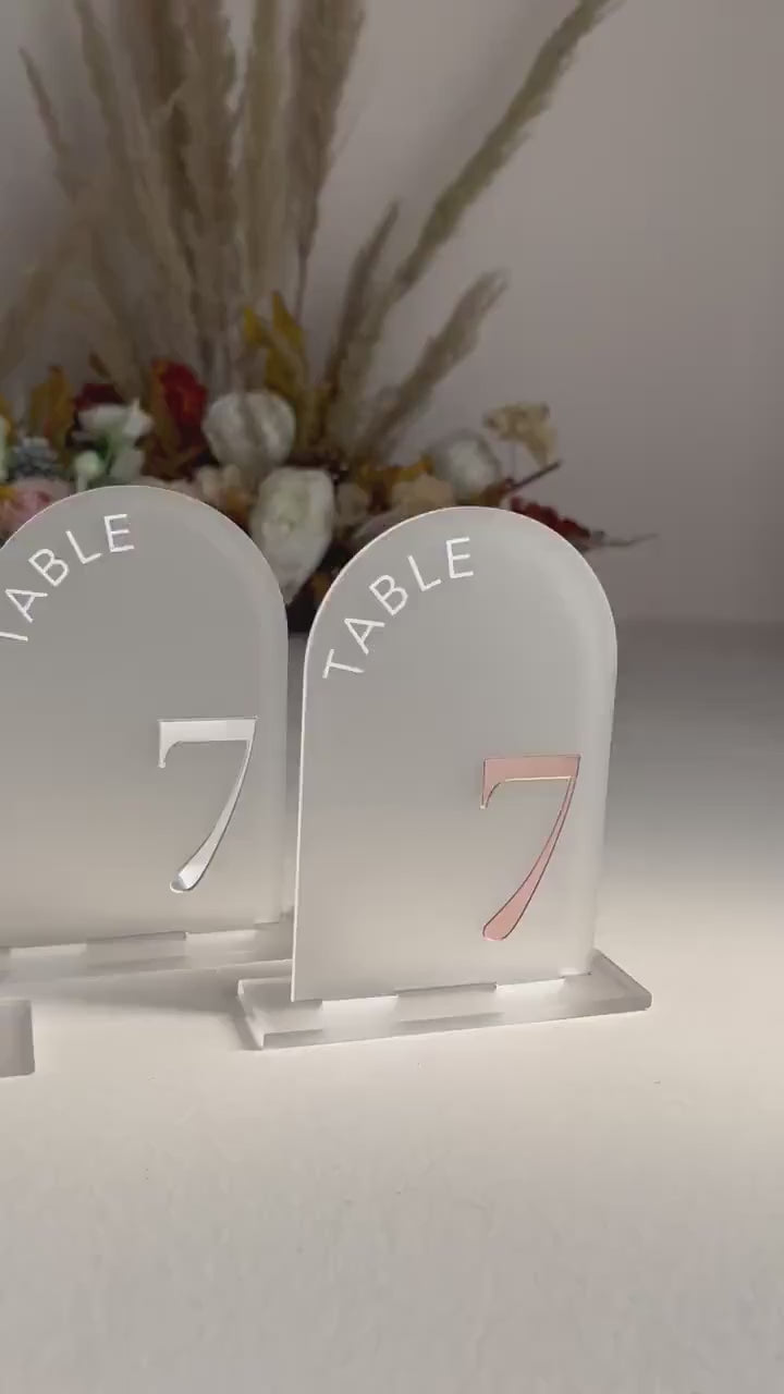 Frosted Acrylic Arch Table Numbers Frosted Acrylic Sign Wedding Table ...