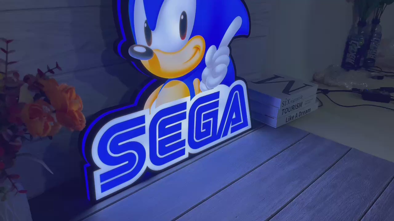 Sonic the Hedgehog SEGA Logo 3D LED Light Box, SEGA Sign Lightbox, Per ...