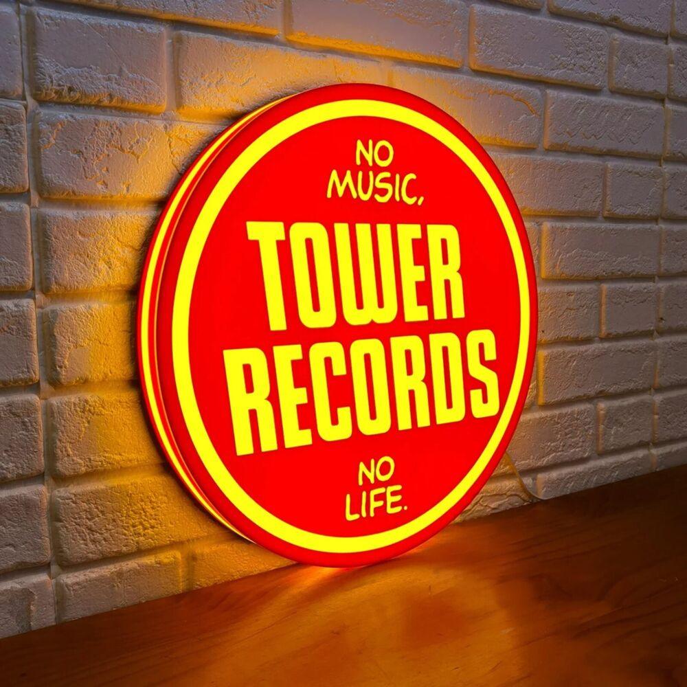 Tower Records LED Lightbox No Music, no Life Vintage Records Store LED ...