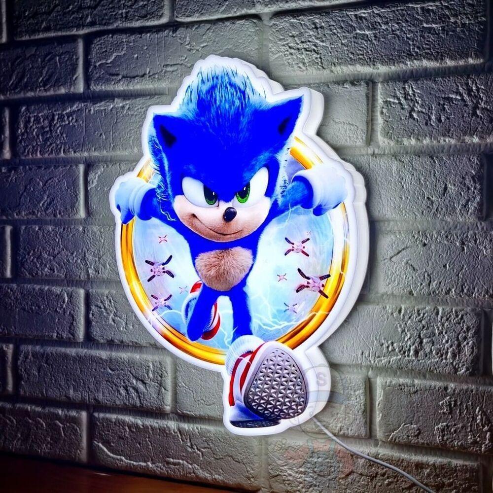 Sonic the Hedgehog 3D Printed LED Lightbox Sign Wall Art Decorative Fa ...