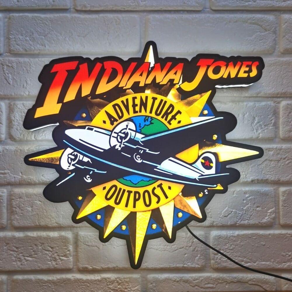 Indiana Jones Adventure Outpost 3D Printed LED Lightbox Sign Wall Art ...