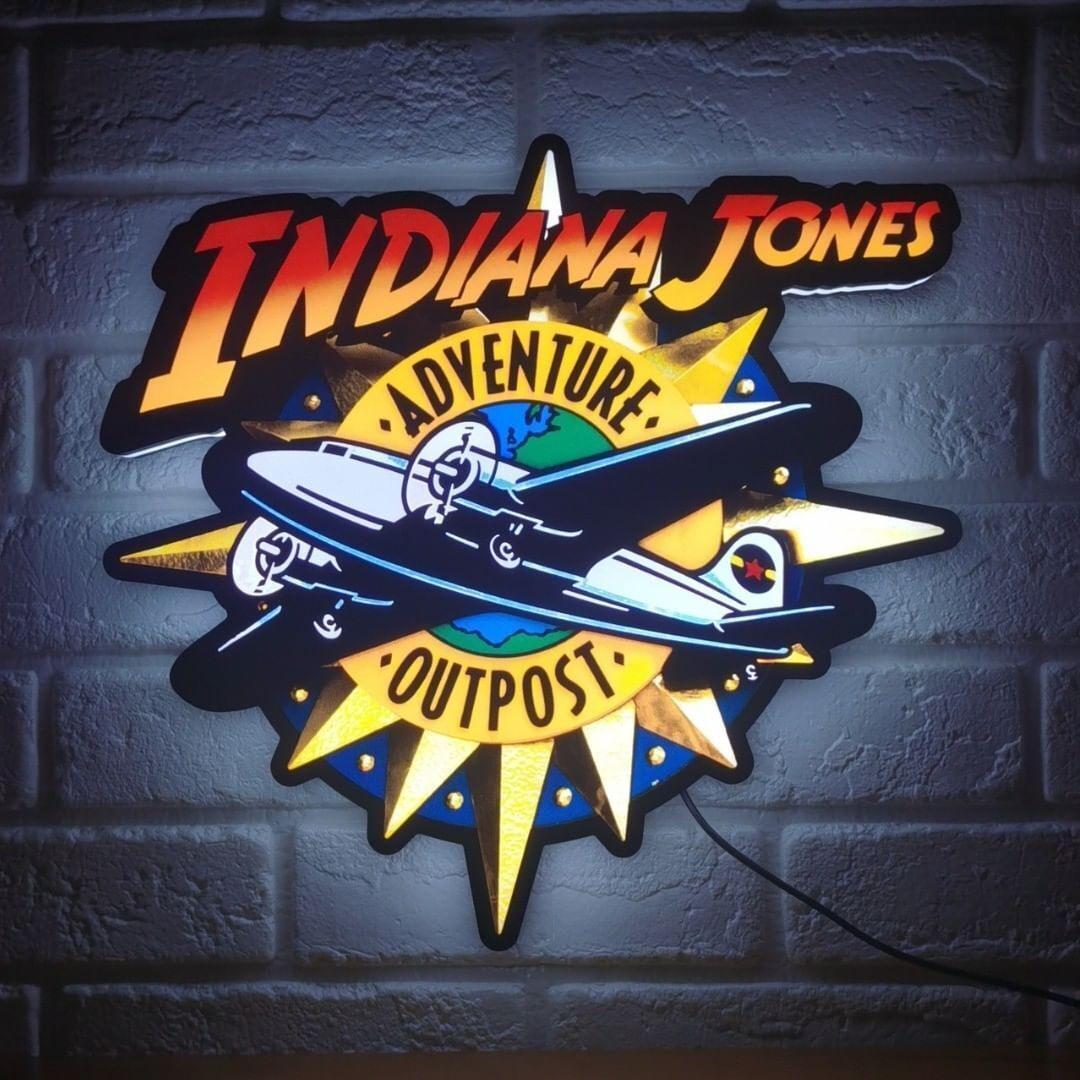Indiana Jones Adventure Outpost 3D Printed LED Lightbox Sign Wall Art ...