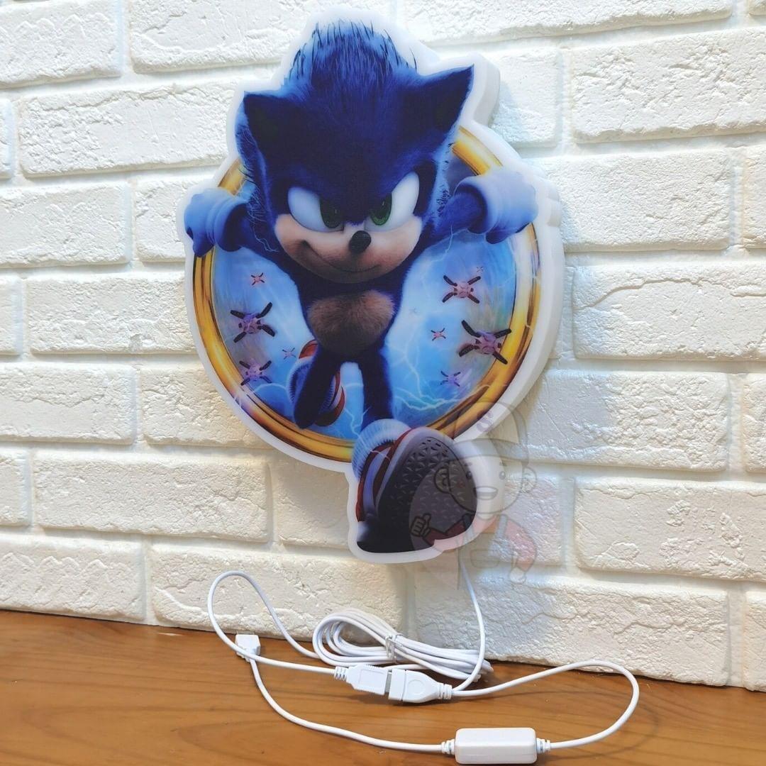 Sonic the Hedgehog 3D Printed LED Lightbox Sign Wall Art Decorative Fa ...